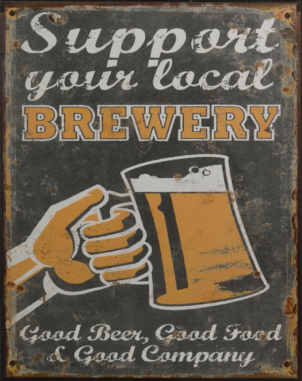 Metalen wandbord Support your local brewery